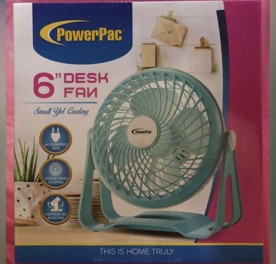 Power Pac 6” Mini Air Circulator Desk Fan with two speed, Furniture ...