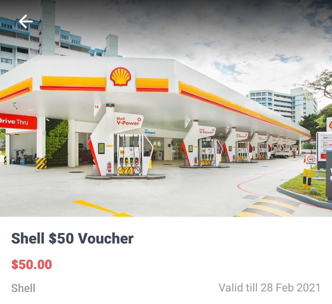 Shell $50 voucher, Tickets & Vouchers, Vouchers on Carousell