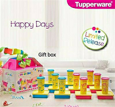 Tupperware Happy Days Kids Birthday Party Tumbler Cup and Square Away ...