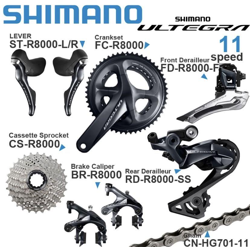 ***In stock*** Shimano Ultegra R8000 Groupset - 170mm 52 36T Crank is ...