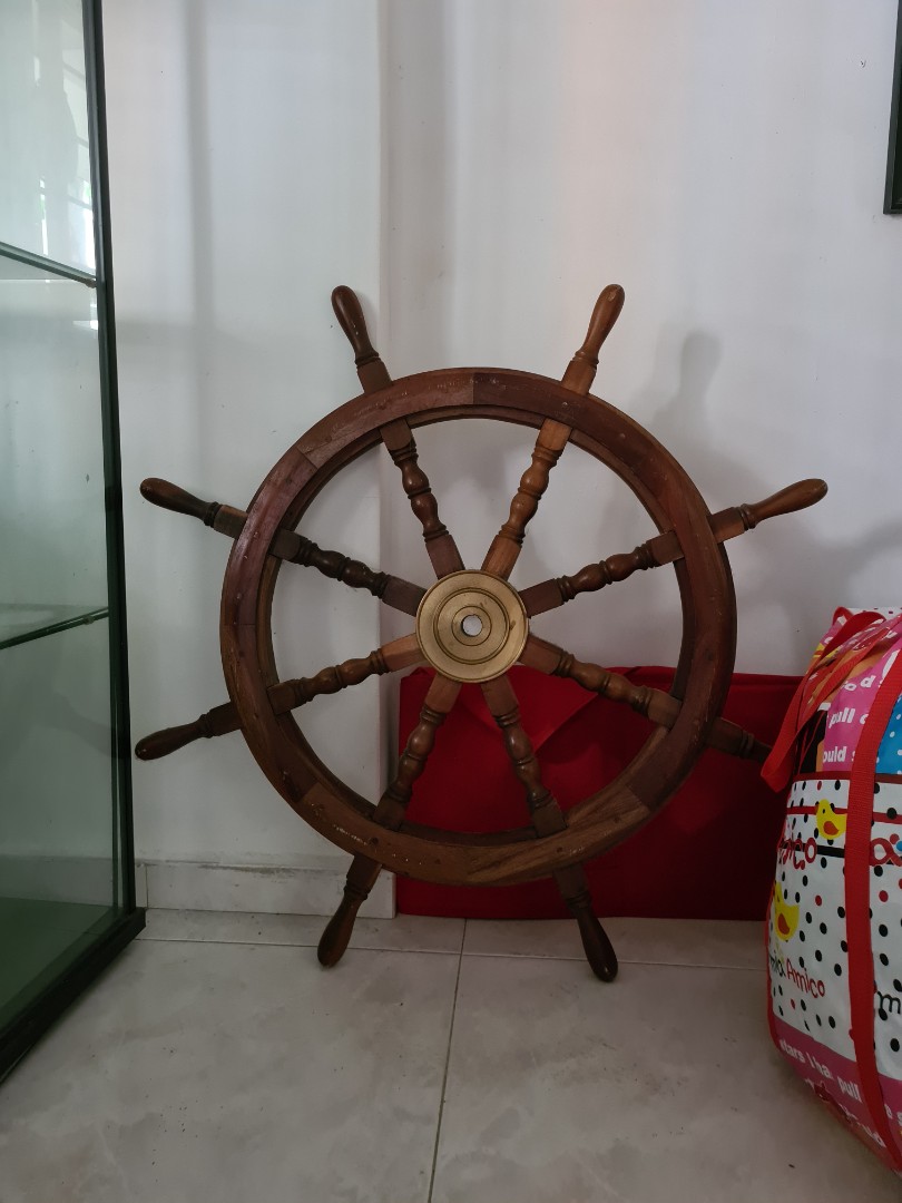 Wooden Ship steering wheel, Vintage & Collectibles, Vintage ...