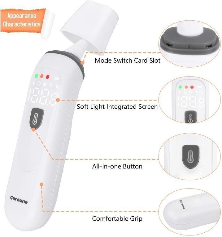 Caroune Ear and Forehead Thermometer, Medical Digital Infrared Temporal ...