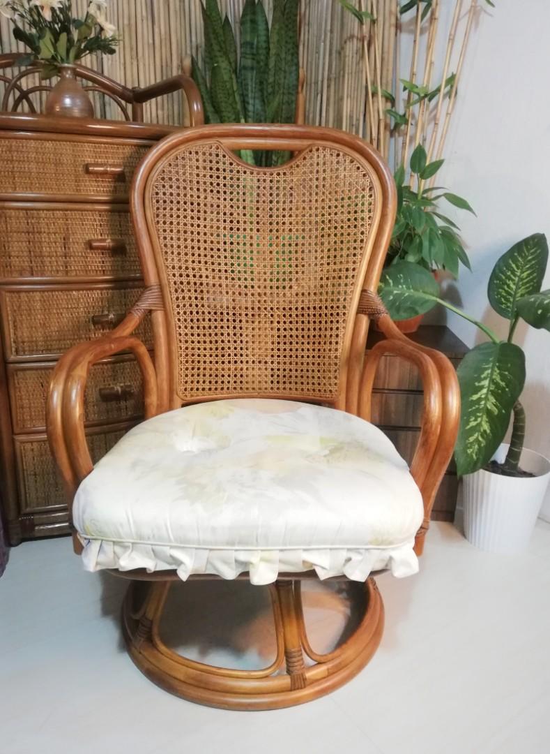 Gorgeous vintage solihiya rattan swivel chair/ accent chair, Furniture ...