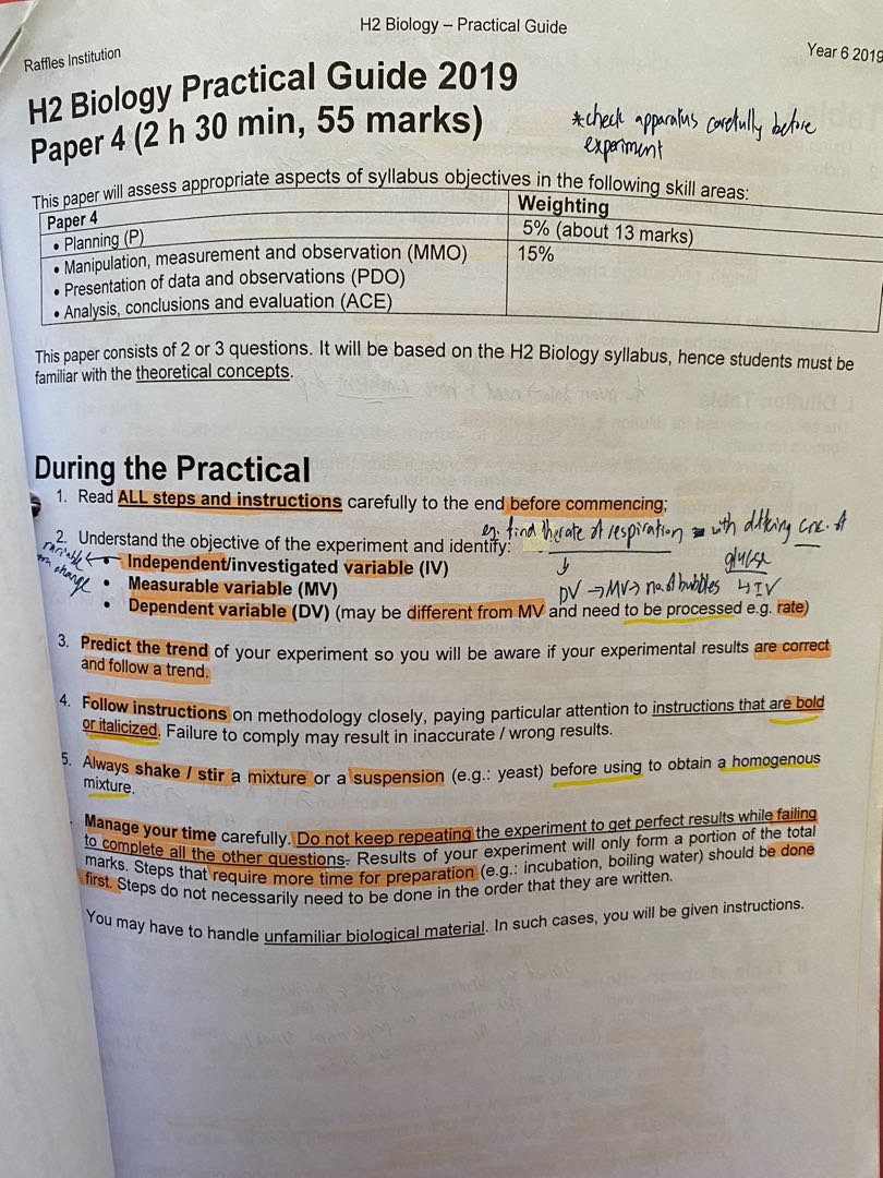 H2 Biology RI Practical & Planning Notes 9744 (Includes Prelim ...