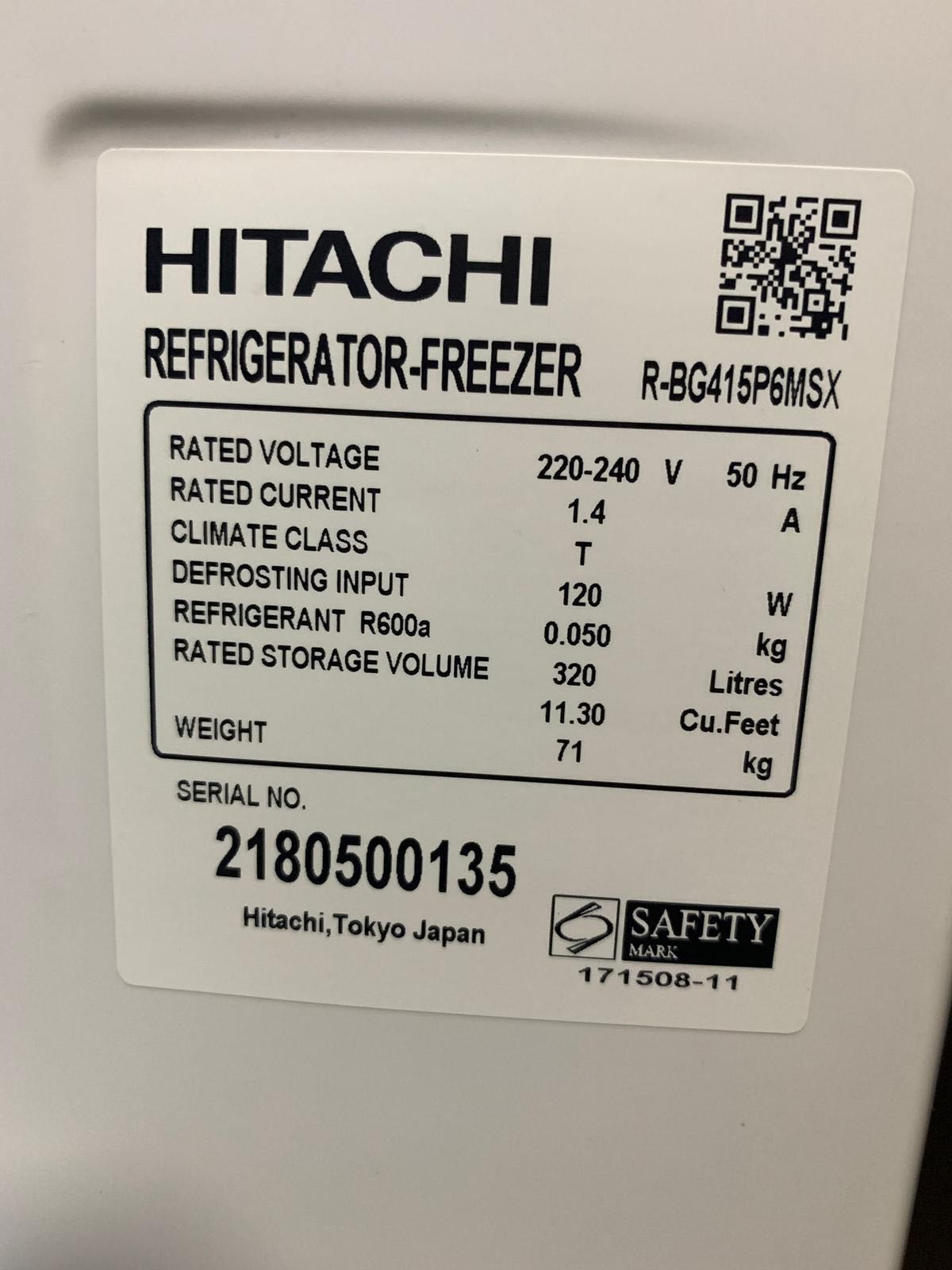 Hitachi hybrid freezing freezer and fridge with warranty , TV & Home ...