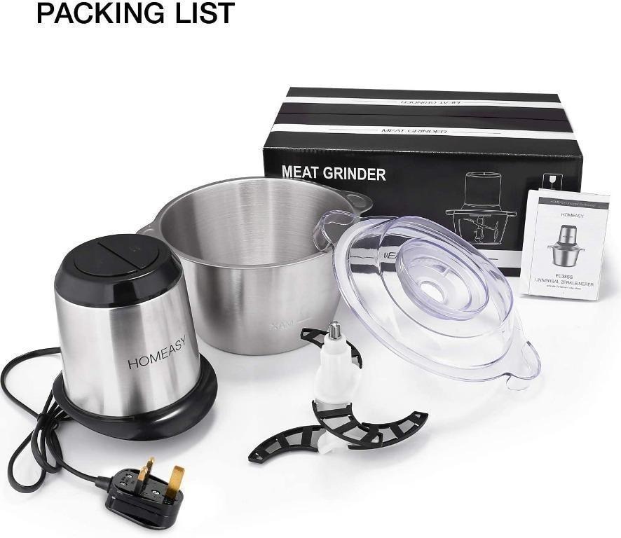 Homeasy Food Processor, Meat Grinder Mini Chopper 2L Stainless Steel Food Chopper for Meat ...