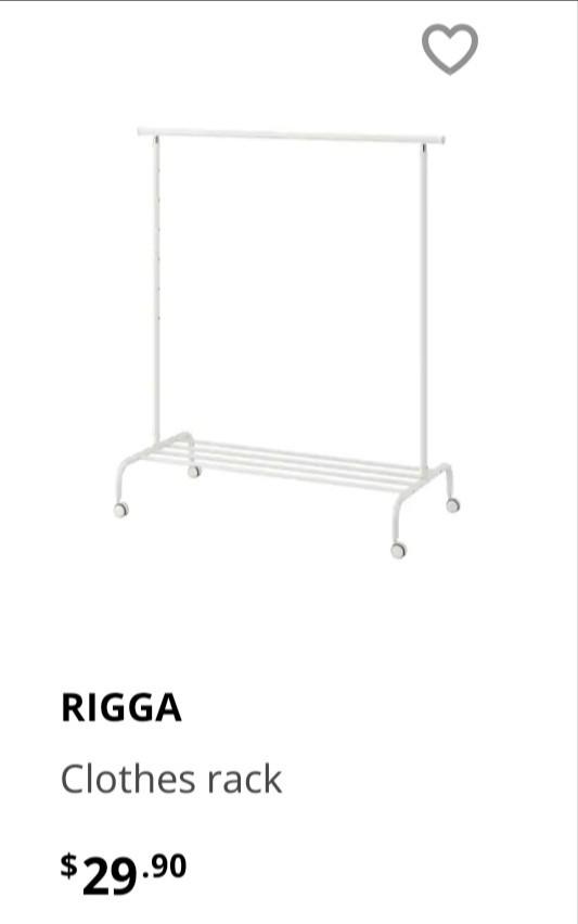 ikea rigga clothes rack with wheels (white), Furniture & Home Living ...