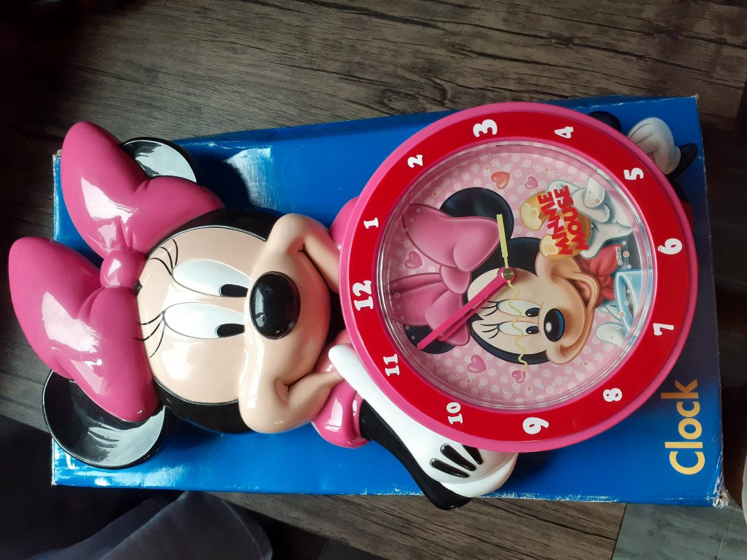 Minnie Mouse Wall Clock, Furniture & Home Living, Home Decor, Clocks on ...
