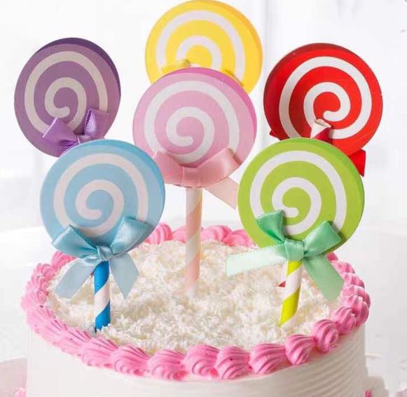 Rainbow Lollipop Candy Cake Topper, Hobbies & Toys, Stationary & Craft ...