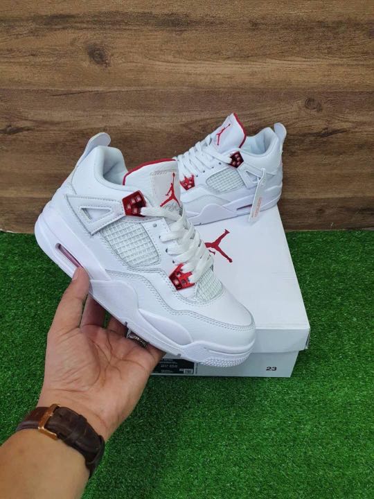 Sepatu Nike Air Jordan 4 Retro Metallic Red Allwhite Original 100% BNIB ...