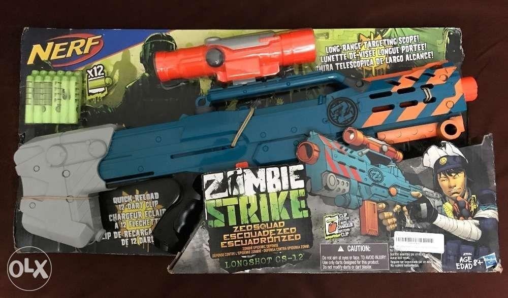 Brand New Nerf Zombie Strike ZED SQUAD LONGSHOT CS12 Blaster Complete ...