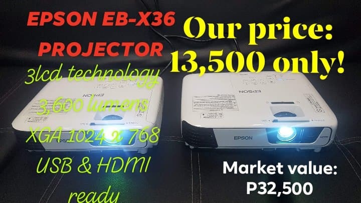 Epson EB-X36 projector 3600 lumens 3lcd XGA, TV & Home Appliances, TV ...