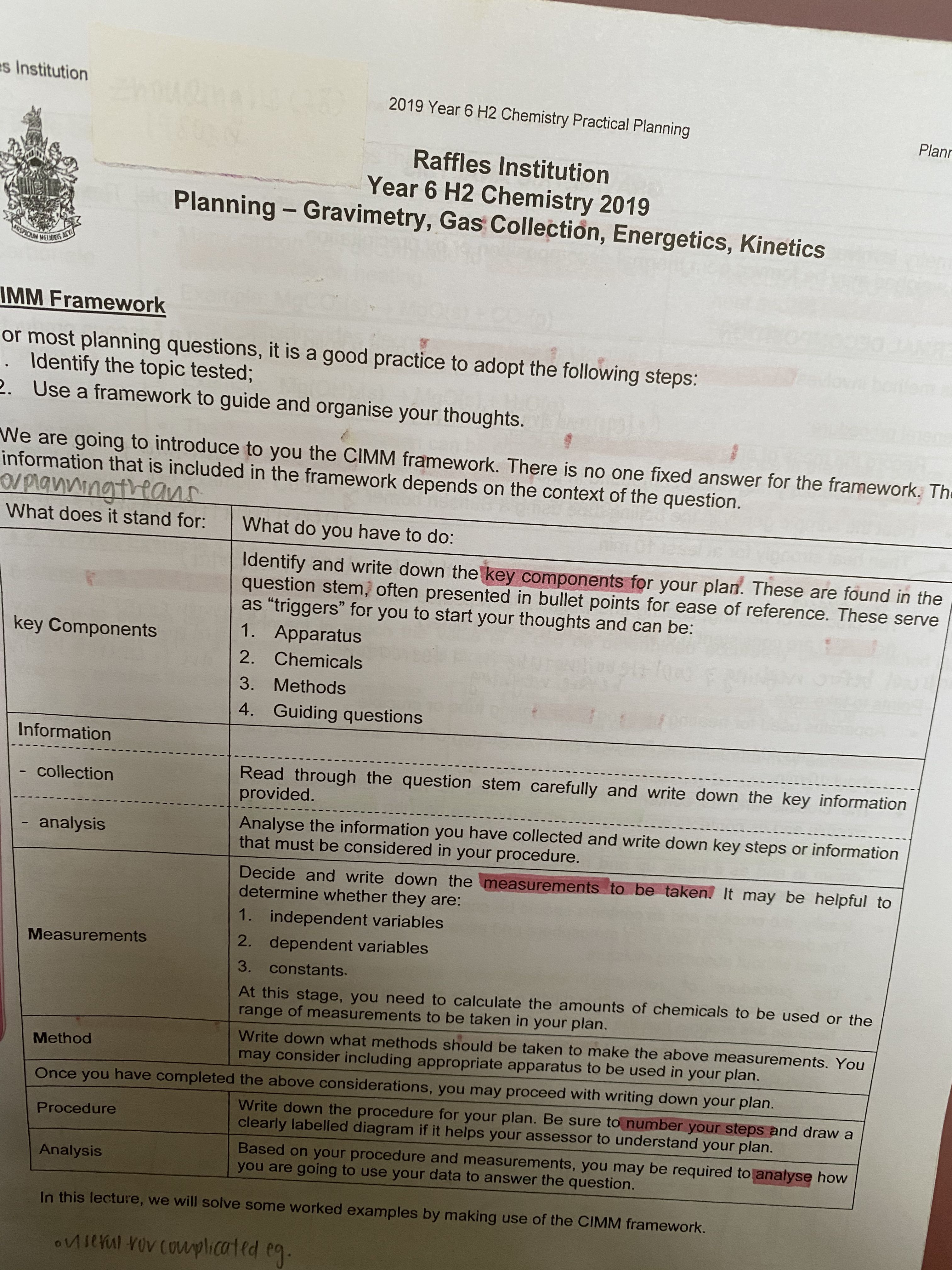 H2 Chemistry RI Practical & Planning Notes FULL SET 9729 A Levels ...