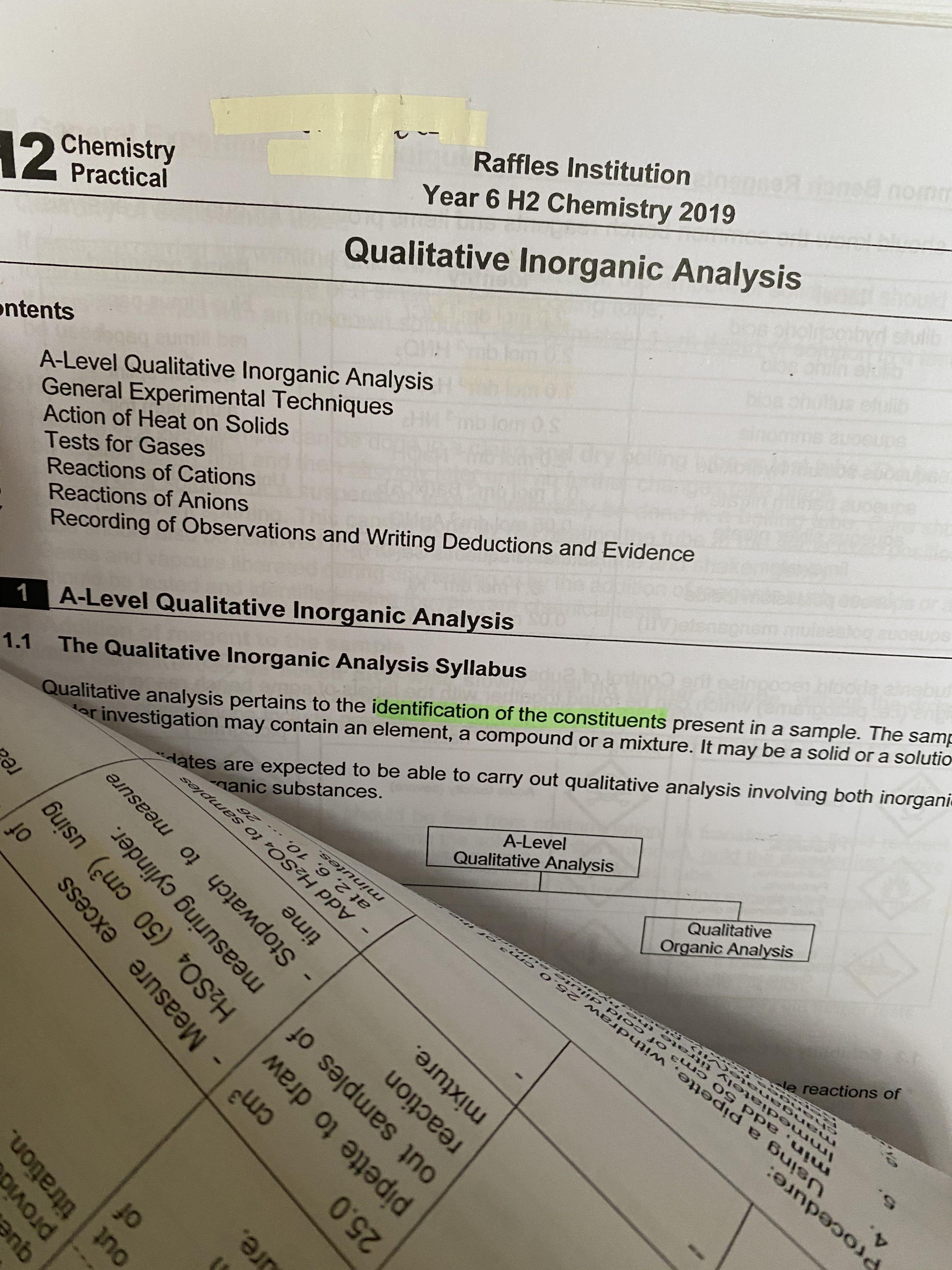 H2 Chemistry RI Practical & Planning Notes FULL SET 9729 A Levels ...