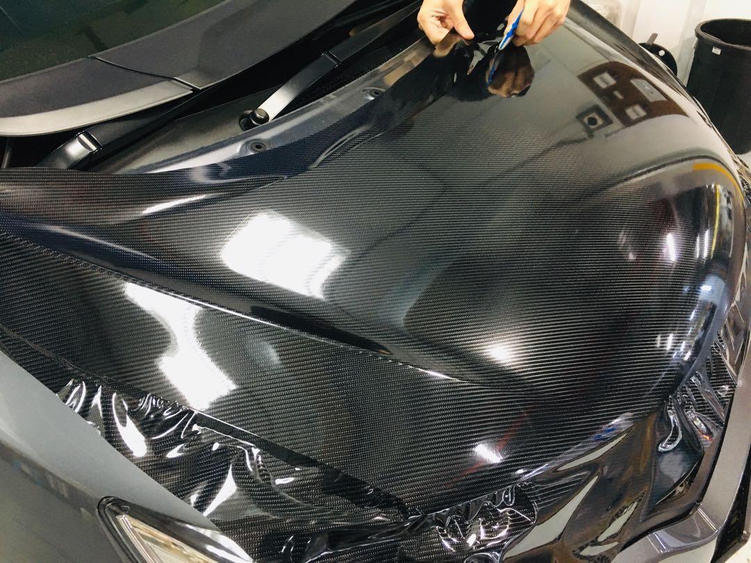 Ultra gloss carbon fiber bonnet vinyl wrapping bmw audi Mercedes Honda ...