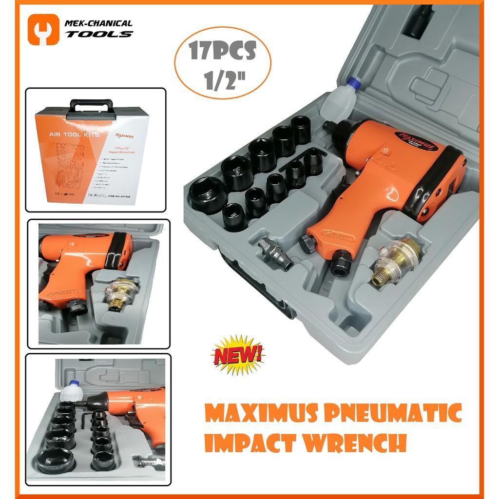 Maximus Air Tool Kit 17 pcs Pneumatic Impact Wrench 1/2"(RP7808 ...