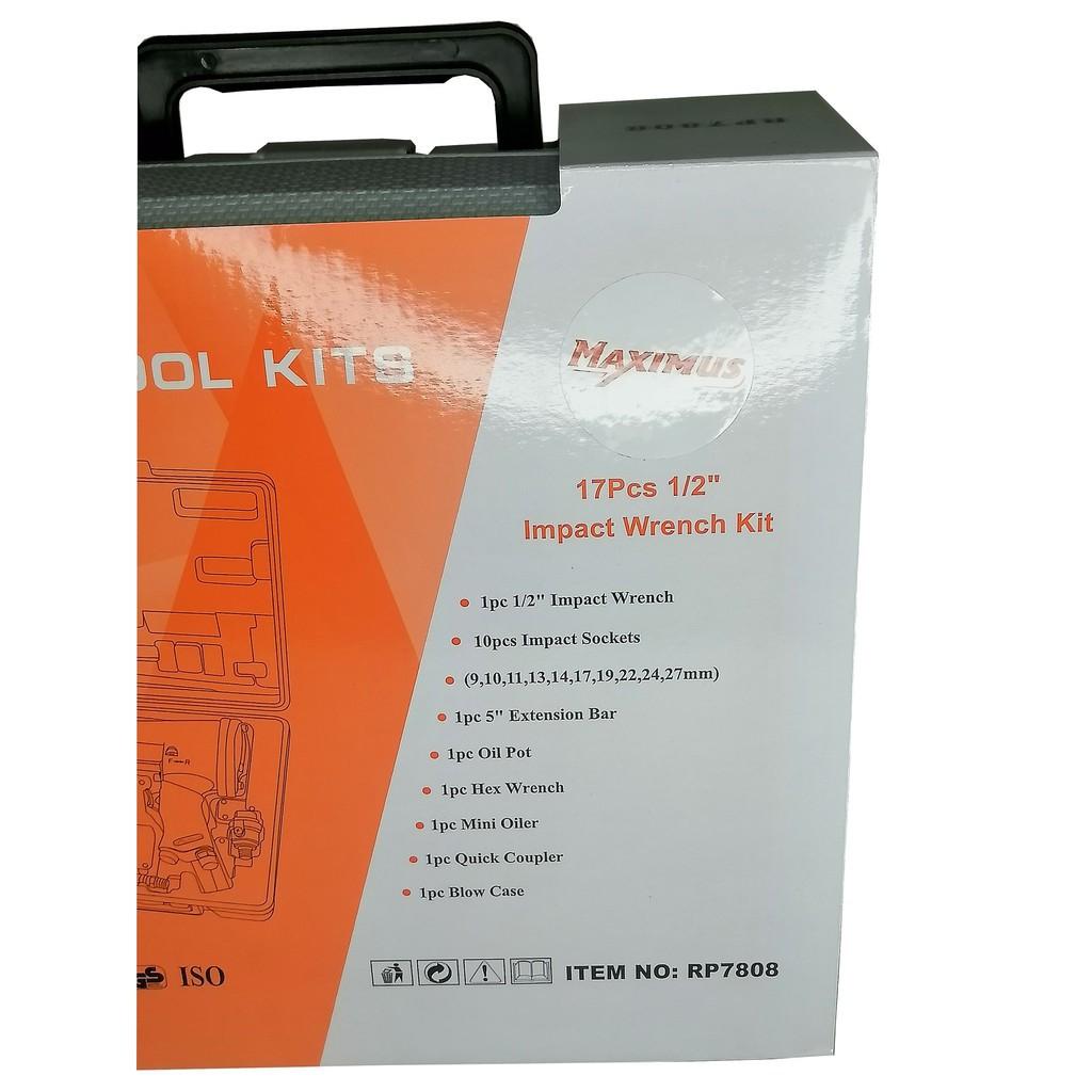 Maximus Air Tool Kit 17 pcs Pneumatic Impact Wrench 1/2"(RP7808 ...