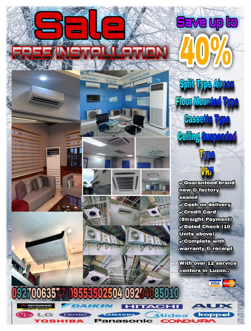 RUSH BRAND NEW AIRCON SALE!! FREE INSTALLATION CEILING CASSETTE FLOOR ...
