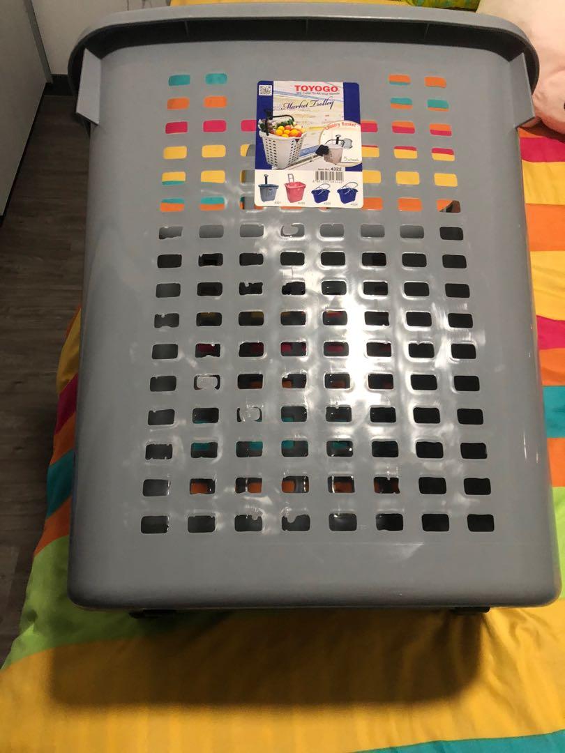 Toyogo TROLLEY LAUNDRY BASKET WITH WHEEL, Furniture & Home Living ...