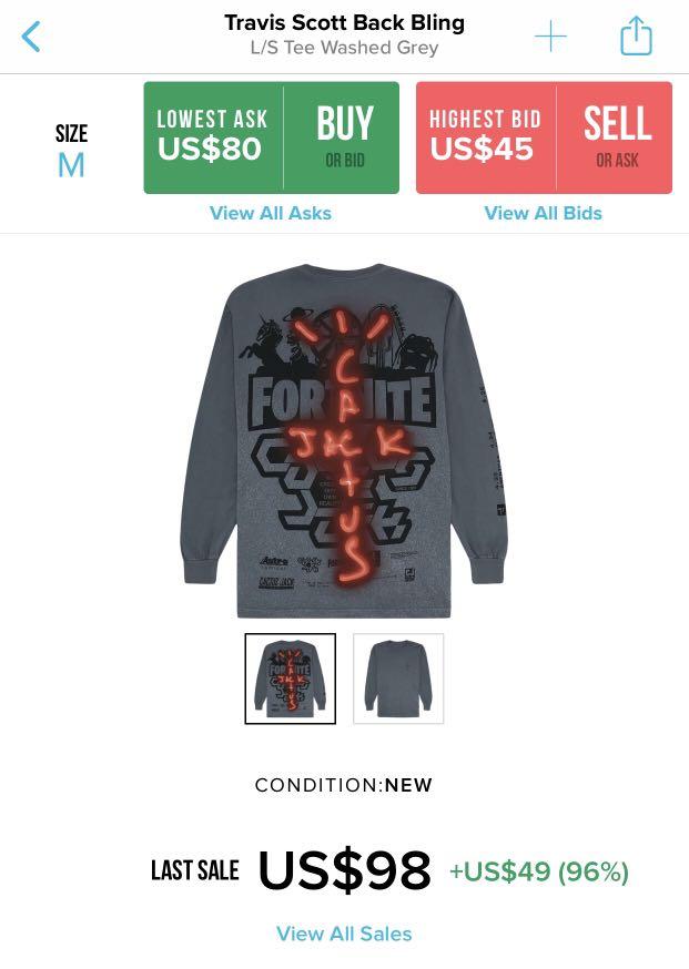 Travis Scott X Fortnite back bling long sleeve, Men's Fashion, Tops ...