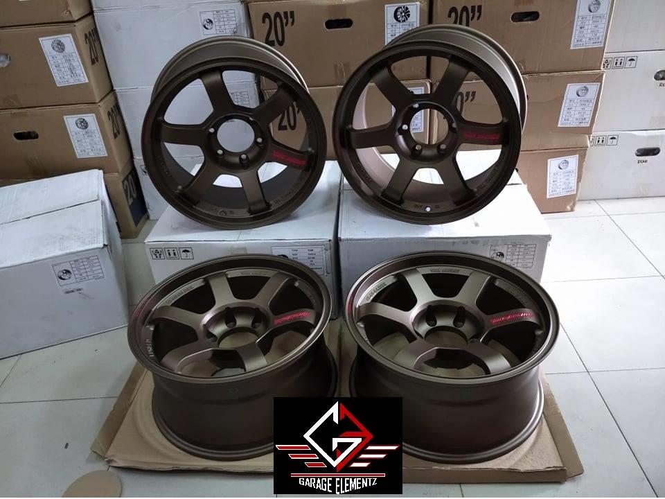 18inch Volk Rays TE37 6holes bronze milling, Car Parts & Accessories, Mags and Tires on Carousell