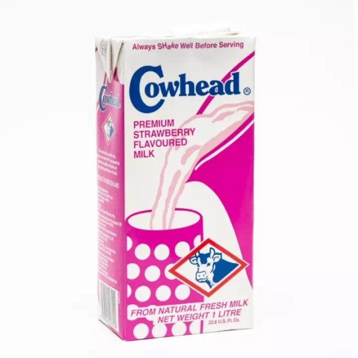Cowhead Strawberry flavored milk (1L), Health & Nutrition, Health ...