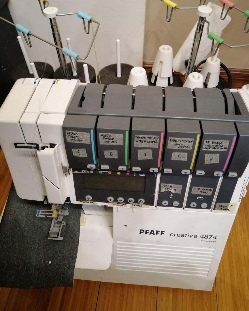 Pfaff coverlock overlock creative 4874 sewing machine, Furniture & Home ...