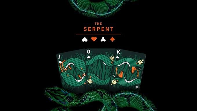 Poker Cards - The Serpent, Green Snake Playing Cards, printed by Cartamundi using True Linen B9 ...