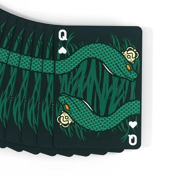 Poker Cards - The Serpent, Green Snake Playing Cards, printed by Cartamundi using True Linen B9 ...