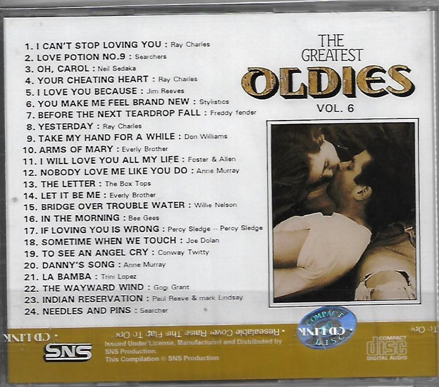 The Greatest Oldies Vol.6 CD Original Artist Ray Charles Searchers Neil ...