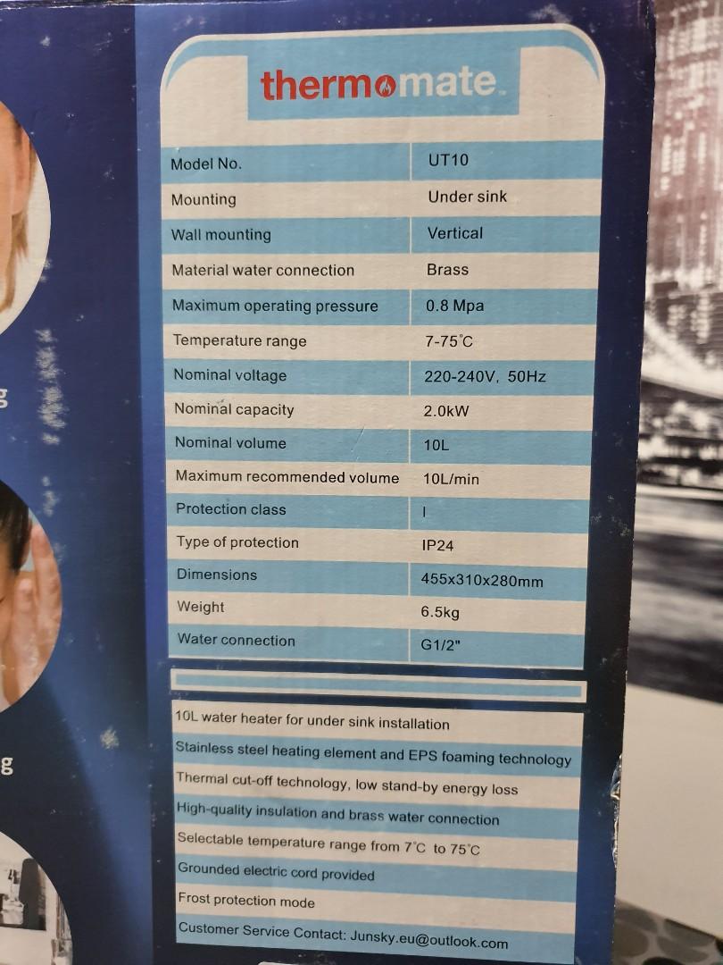 Thermomate 10L Under Sink Electric Water Heater, TV & Home Appliances, Water Heater & Instant ...