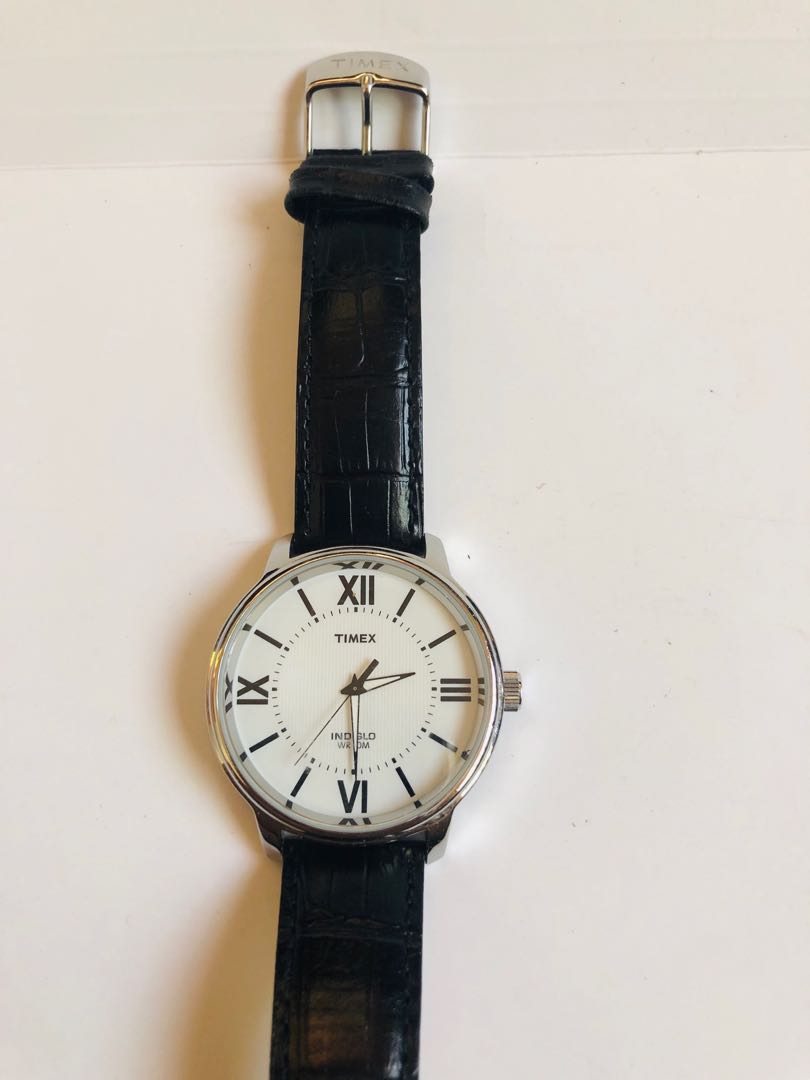 Timex big face black leather 1800, Men's Fashion, Watches & Accessories ...