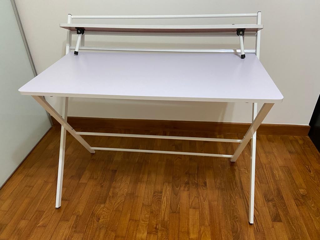 White study table, Furniture, Tables & Chairs on Carousell