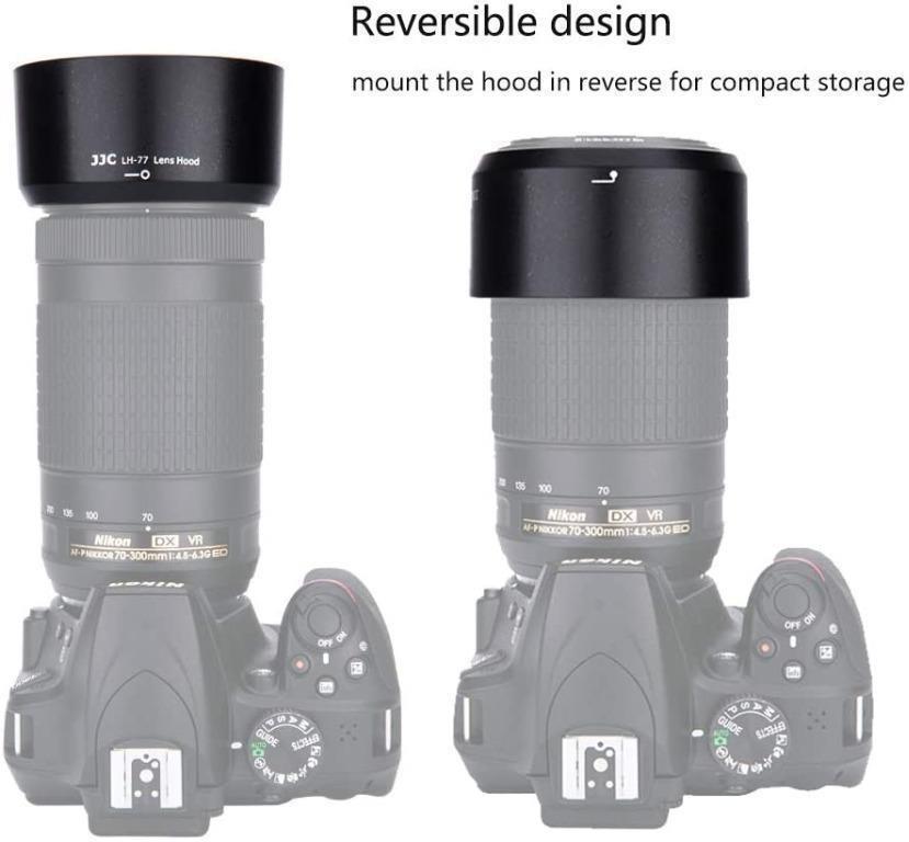 Bayonet Camera Lens Hood Shade Protector Cover Reversible for Nikon AF-P NIKKOR DX 70-300mm f/4. ...