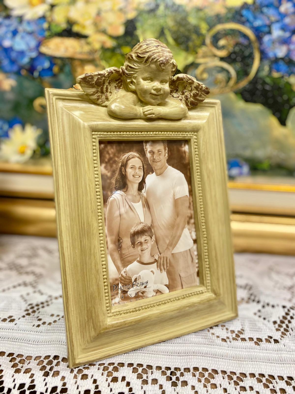 Cute smiling cherub gold Color photo frame, Furniture & Home Living ...