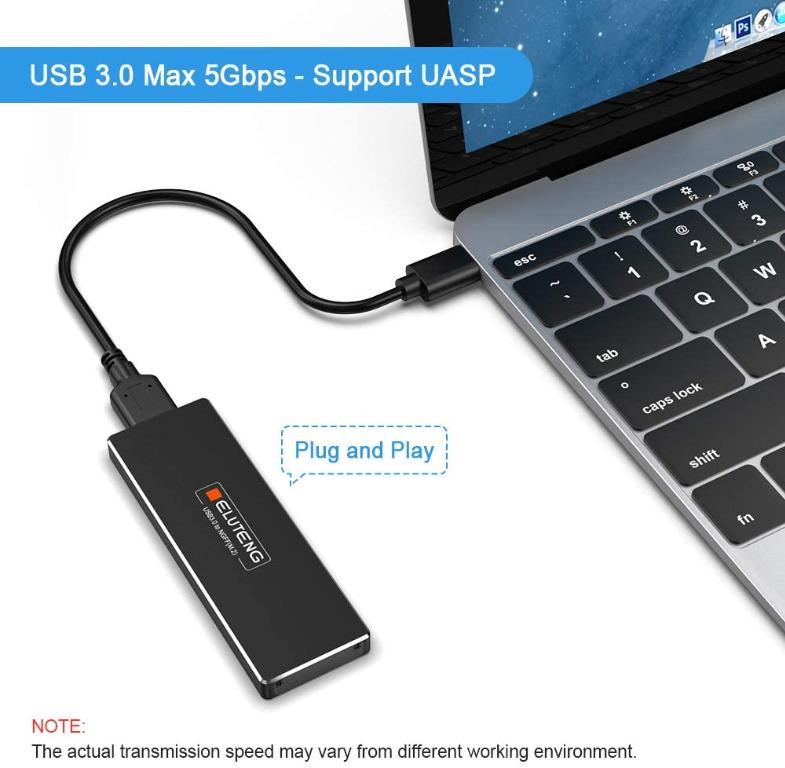 ELUTENG M2 to USB Adapter, M.2 SATA NGFF Enclosure Support All SATA B and B + M key SSD NGFF ...