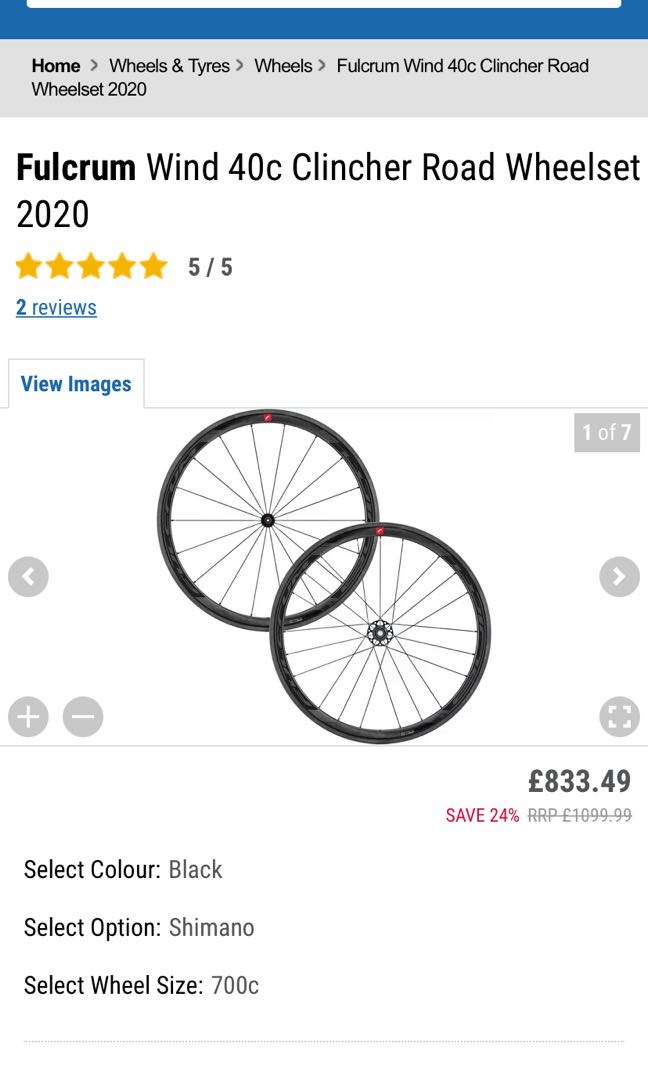 Fulcrum Wind 40c Clincher Road Full carbon Wheelset 2020, Sports ...