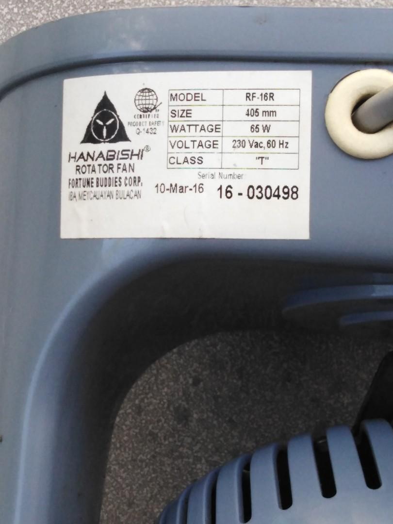 Hanabishi Rotator Ceiling Fan 16R, Furniture & Home Living, Lighting ...