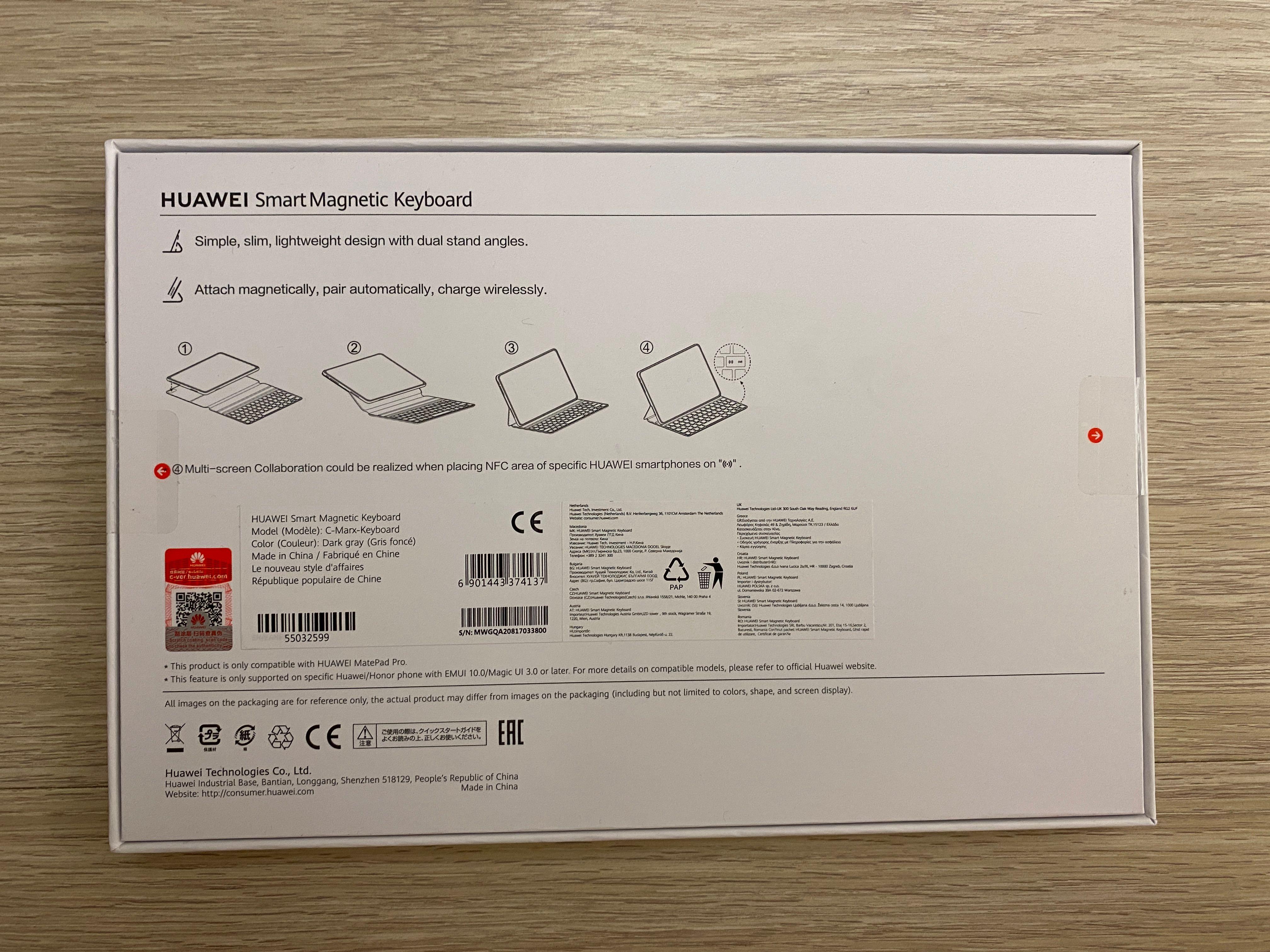全新Huawei華為未開封智能磁石鍵盤 smart magnetic keyboard (Mate pad pro 專用）, 手提電話, 智能 ...