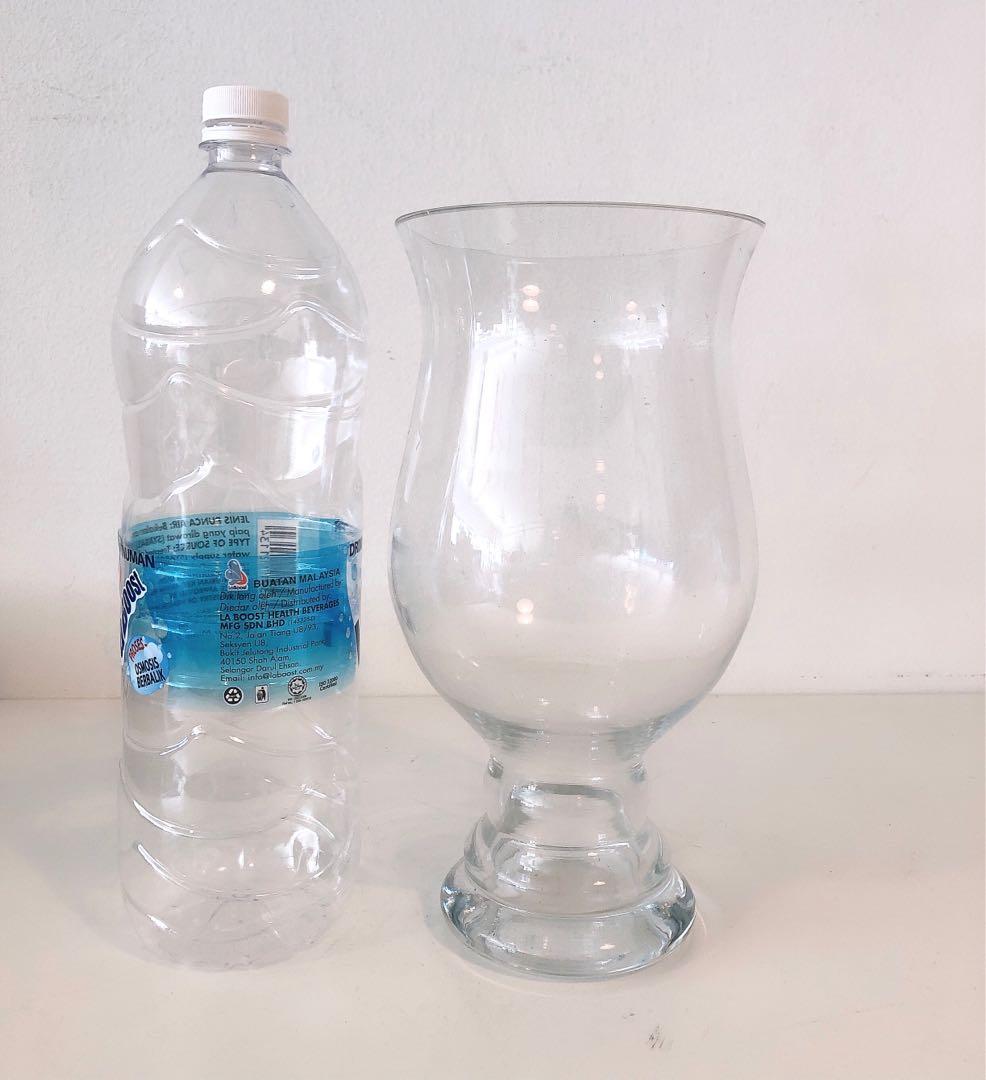 Low elevated shaped glass vase, Furniture & Home Living, Home Decor ...