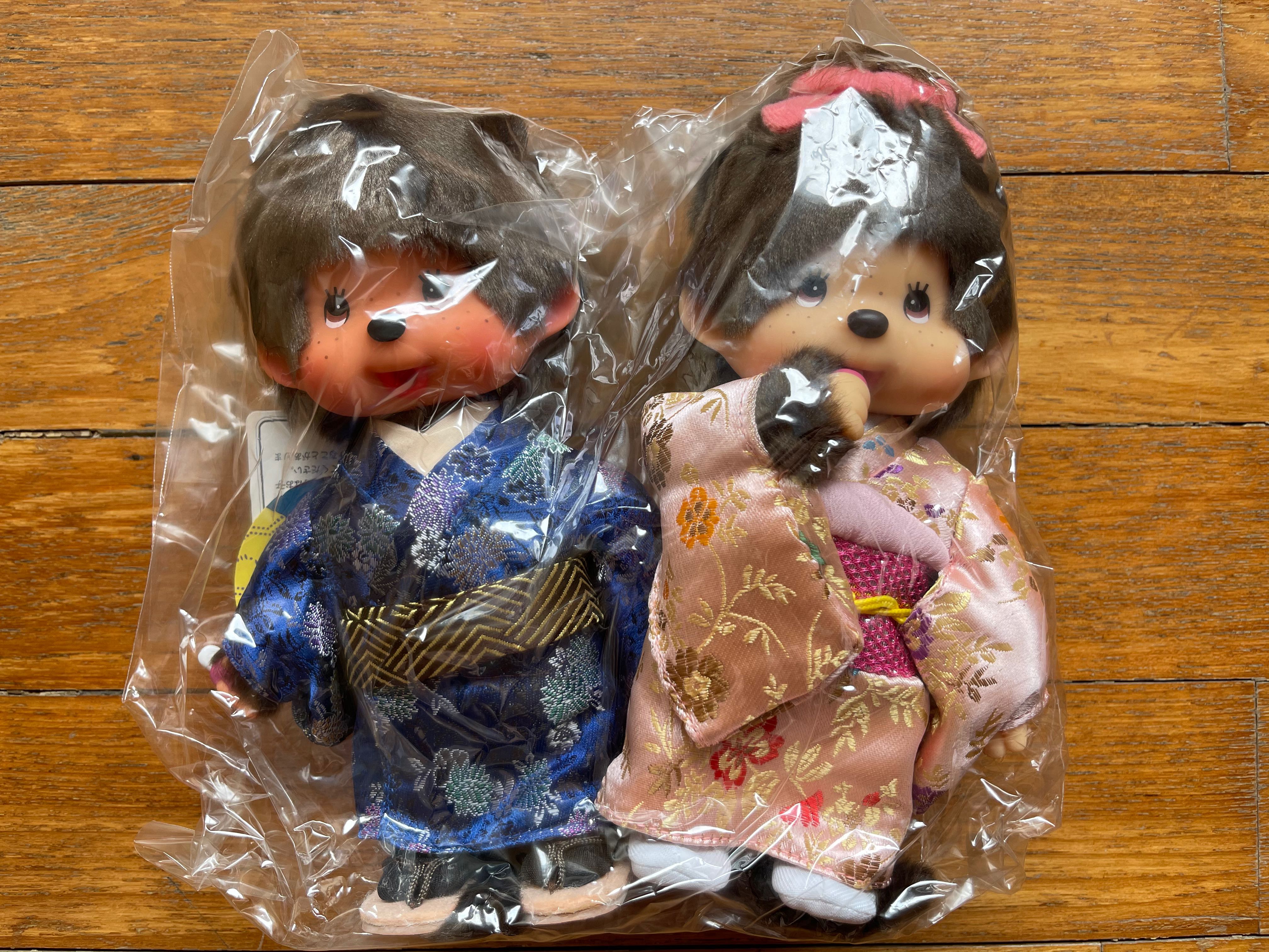 Monchhichi Original Sekiguchi 8" Tall Couple In Japanese Outfit, Toys ...