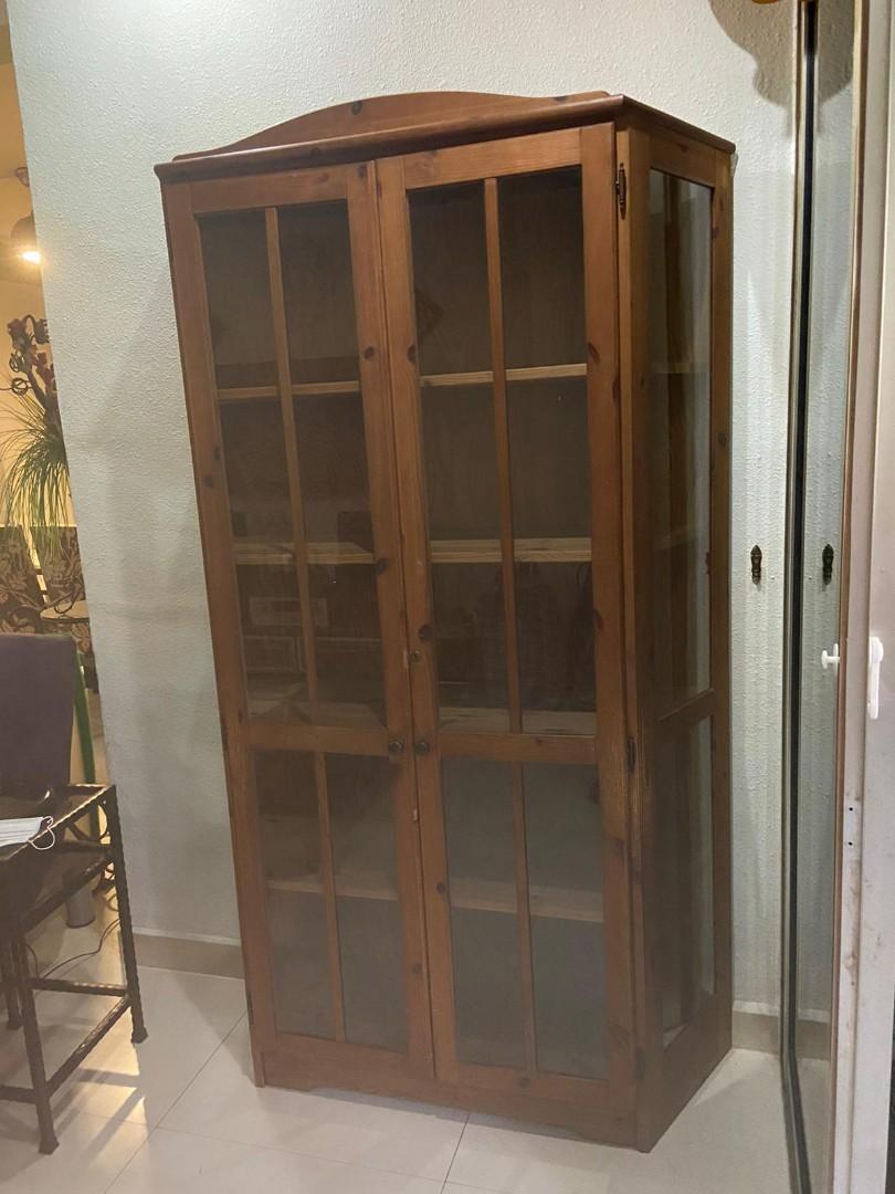 Pine Wood Glass Display Shelf / Rack / Cabinet /Showcase, Furniture ...