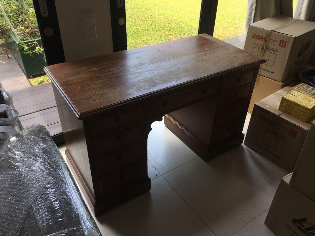 Antique Study Desk, Furniture & Home Living, Furniture, Tables & Sets ...