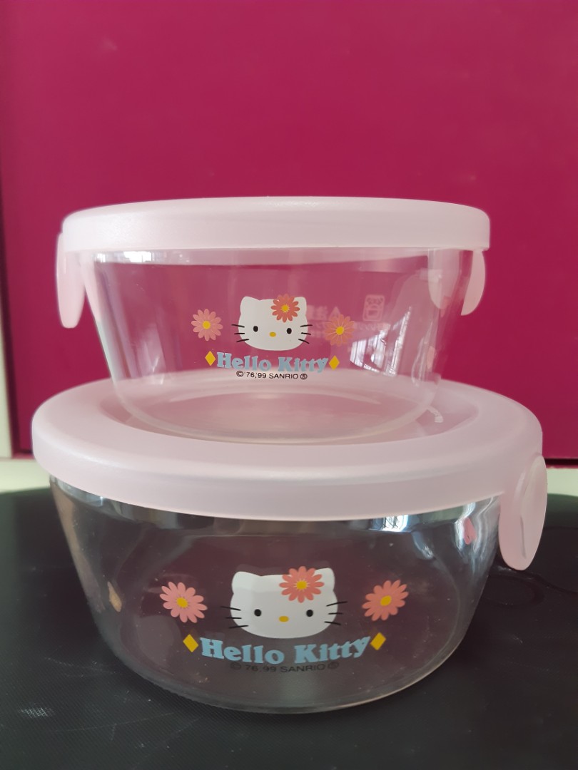 Hello Kitty glass containers, Furniture & Home Living, Kitchenware ...