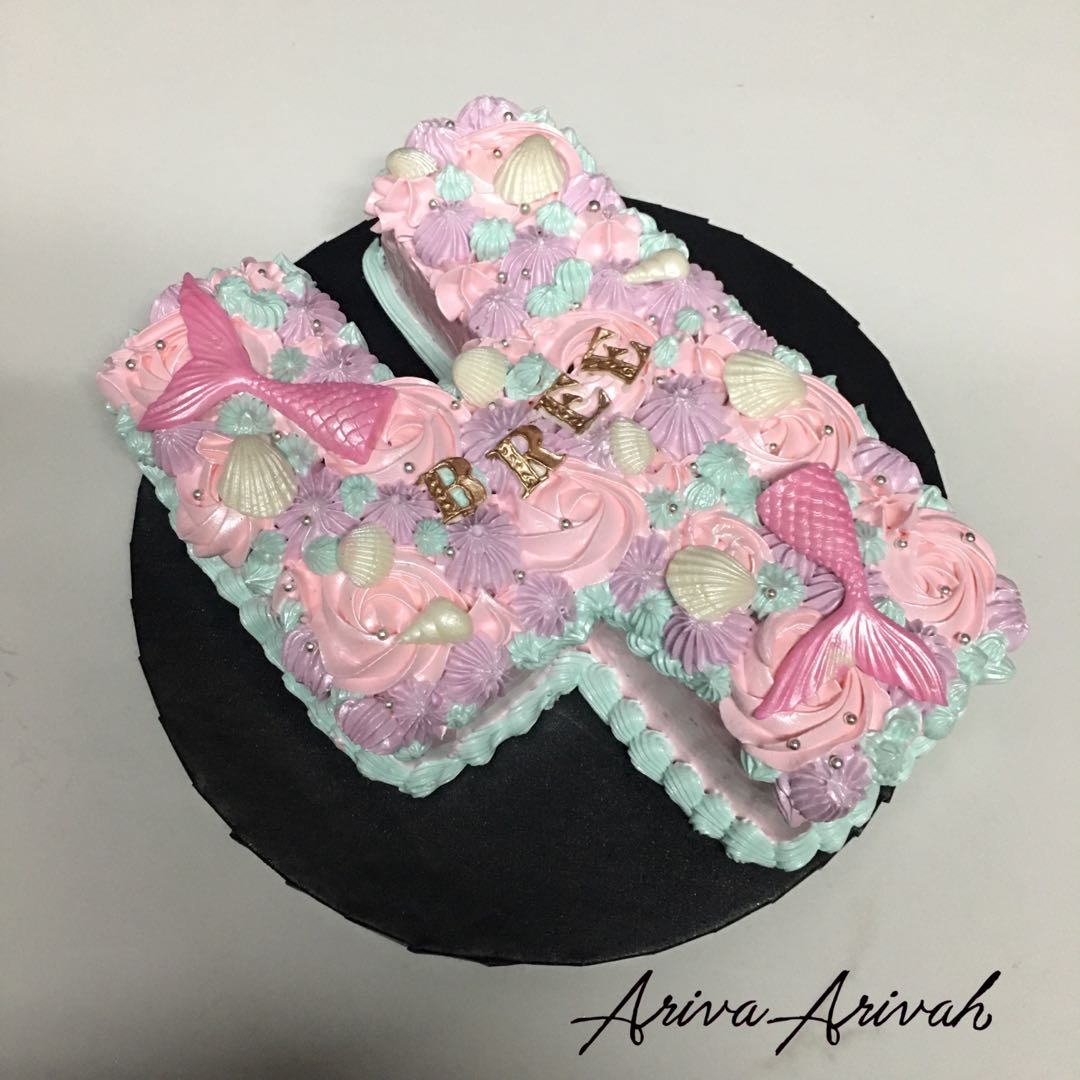 Number cake (mermaid theme), Food & Drinks, Homemade Bakes on Carousell