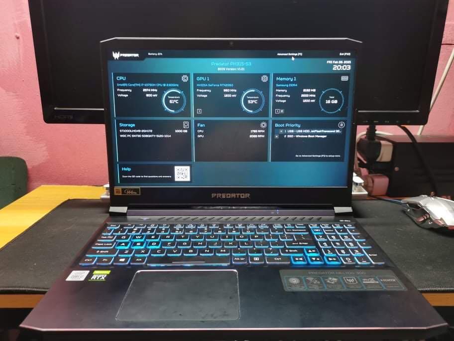 Predator Helios 300 PH315-53-72RY / RTX 2060 / i7-10th Gen / 16GB ...