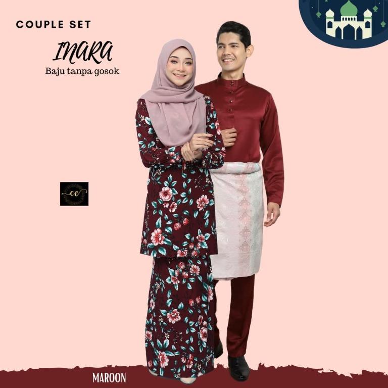 Set Couple Baju Kurung INARA - Raya 2021, Women's Fashion, Muslimah ...