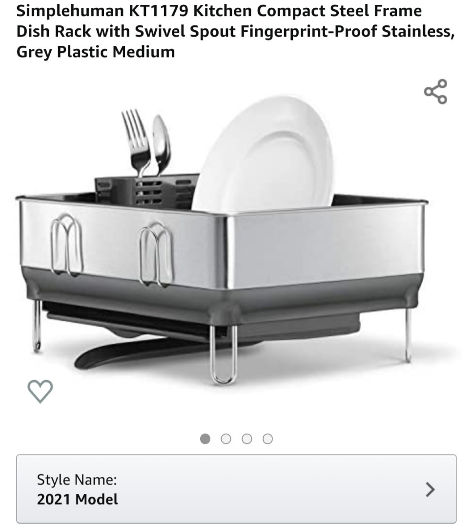 Simplehuman KT1179 Kitchen Compact Steel Frame Dish Rack with Swivel ...