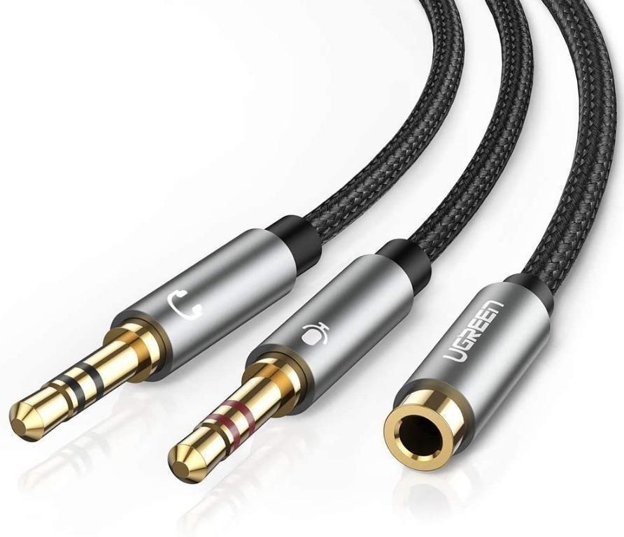 UGREEN Mic Headphone Splitter Headset Audio Microphone Adapter CTIA ...