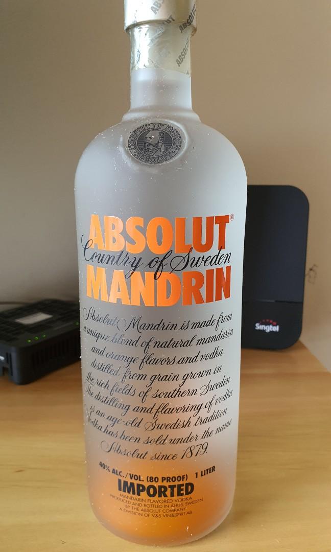 Absolut vodka mandarin 1L, Food & Drinks, Alcoholic Beverages on Carousell